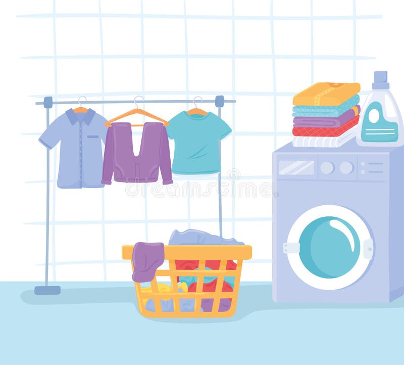 Interior of home laundry stock vector. Illustration of casual - 223452908