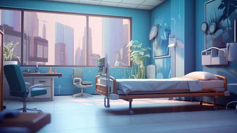 An Interior of Hospital Cartoon Style Stock Illustration - Illustration ...