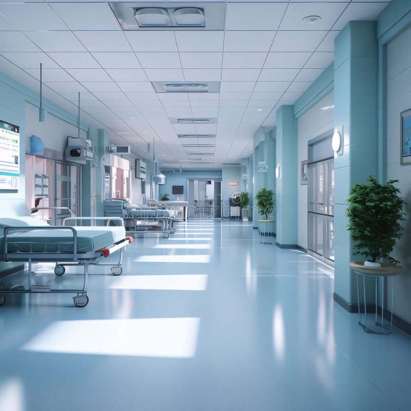 Interior of a Hospital Corridor. 3d Rendering Stock Illustration ...