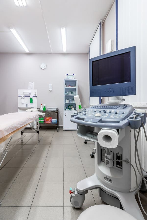 Interior of Hospital Room with Ultrasound Machine and Bed Stock Photo ...