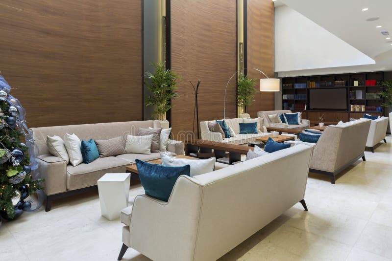 Interior of a Hotel Lobby Cafe Stock Image - Image of light, indoor ...