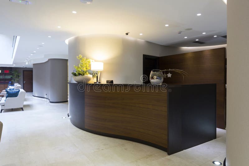 Interior of a Hotel - Reception Area Stock Image - Image of entrance ...