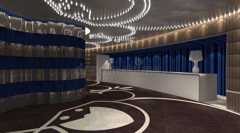 Interior of Hotel Reception Hall 3D Illustration Stock Illustration ...