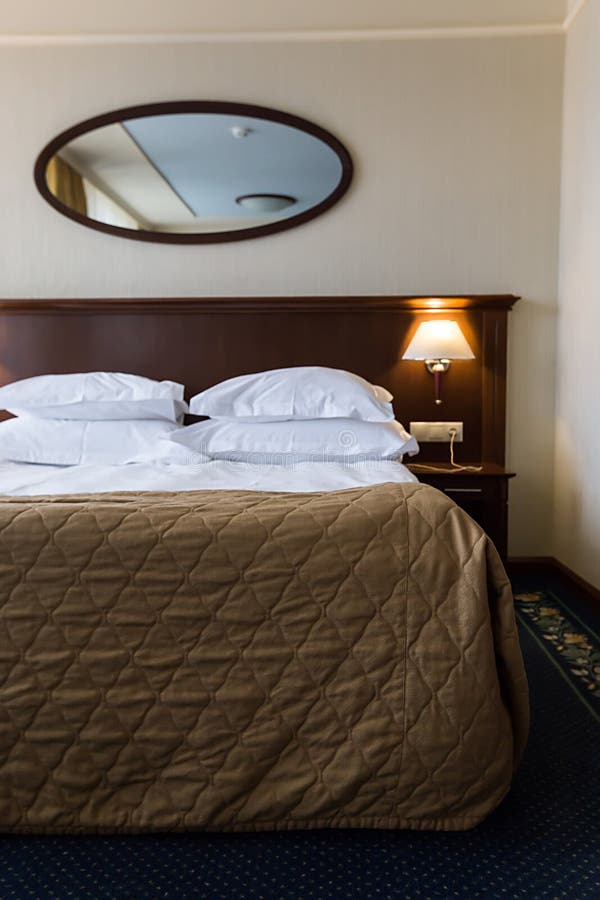 Interior of a hotel room. stock image. Image of bedroom - 142397733