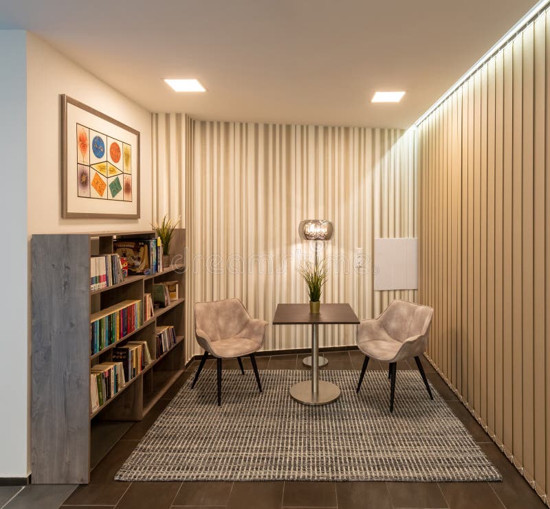 Interior of a Hotel S Lobby with a Reading Corner Stock Photo - Image ...
