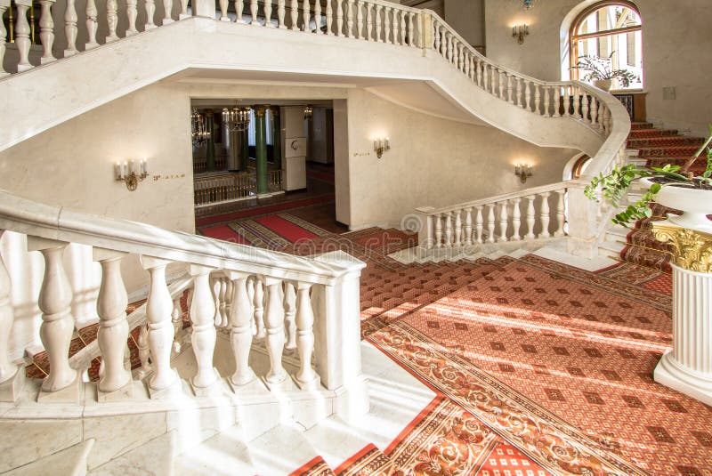 Hotel in Moscow stock image. Image of carpet, handrails - 113641199