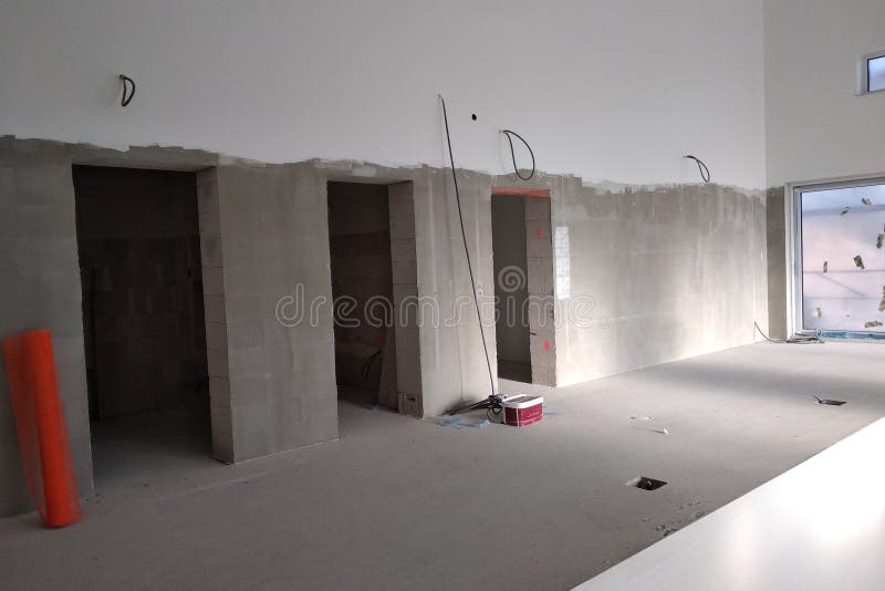 Interior of a House with Big Room Under Renovation Works Stock Image ...