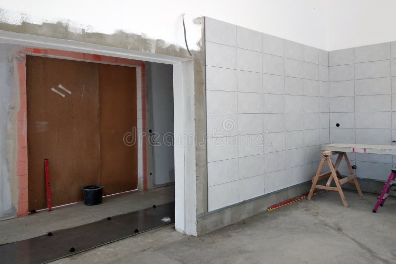 Interior of a House with Big Room Under Renovation Works Stock Image ...