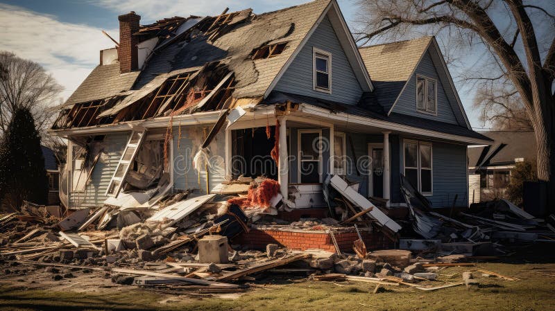 Interior house with damage stock image. Image of hazard - 340034657
