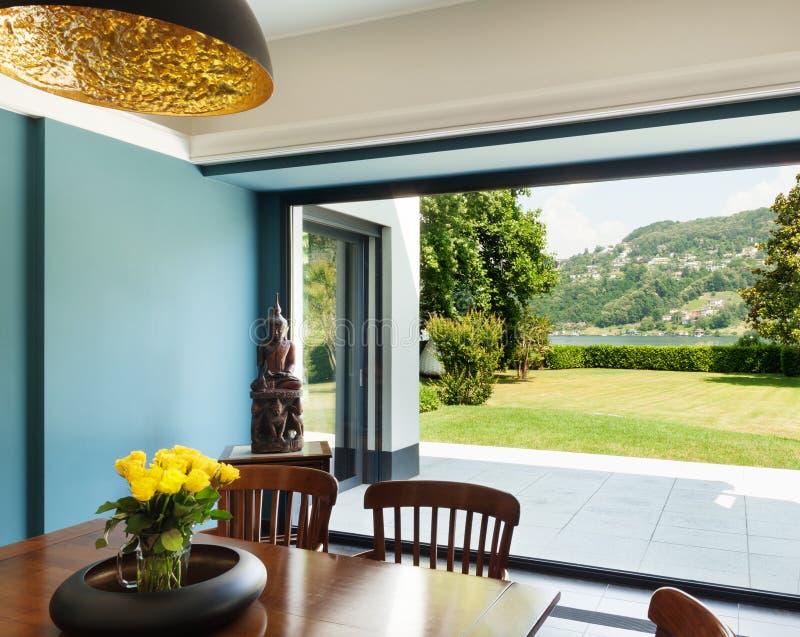 Interior House, Dining Room Stock Photo - Image of veranda, dining ...