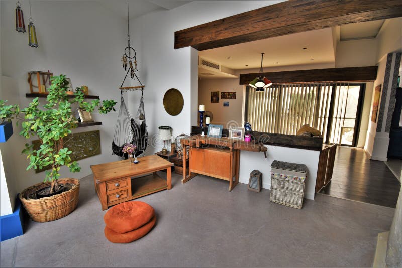 Interior of a House Including the Plants, Drawers, and Others Objects ...