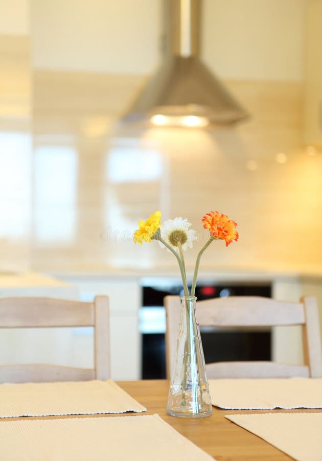 Wood Table Top on Light Abstract from Kitchen Room Background Stock ...