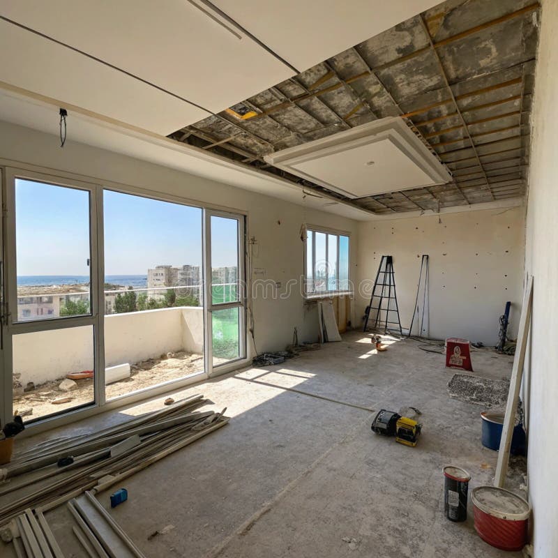 Interior of an Empty House or Office Undergoing Renovation or ...