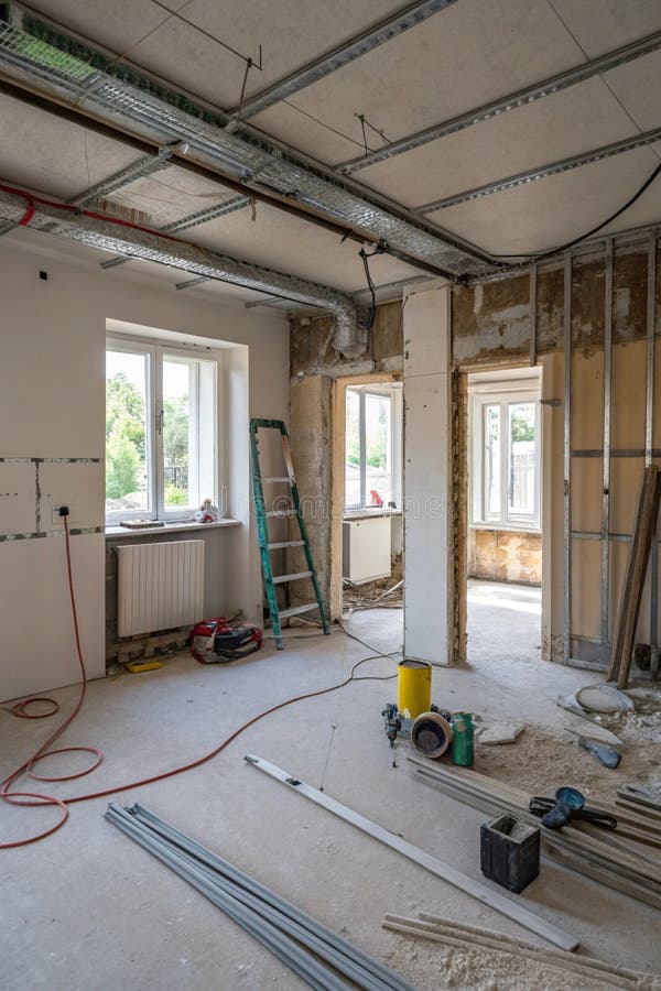 Interior of an Empty House or Office Undergoing Renovation or ...
