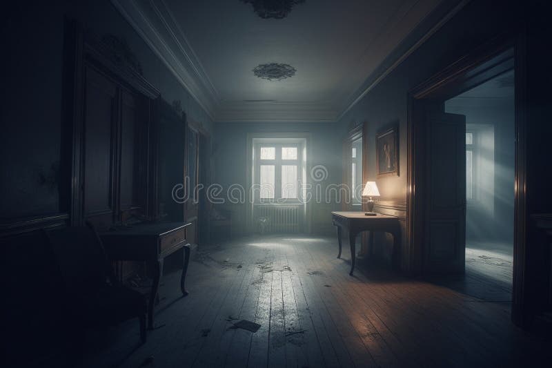 Room in the Dark Room with a Window Interior of a House Stock ...