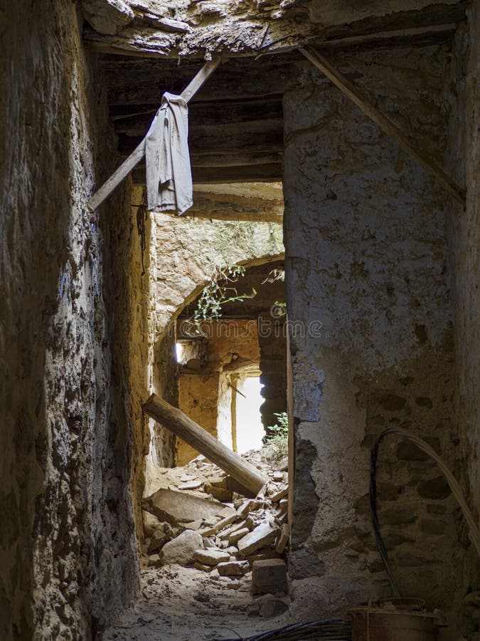 Interior of a House in Ruins. Copy Space Stock Photo - Image of view ...