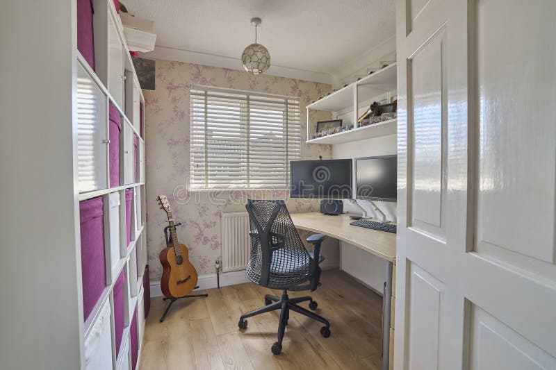Interior of House Showing Home Office with Computer Desk and Storage ...