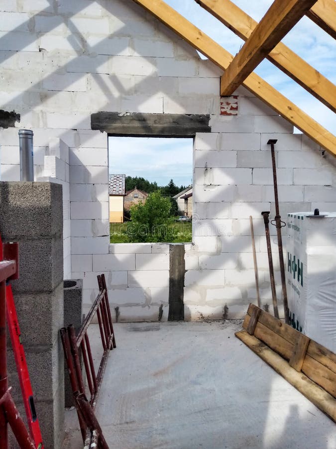 Interior of House Under Construction. Editorial Photography - Image of ...