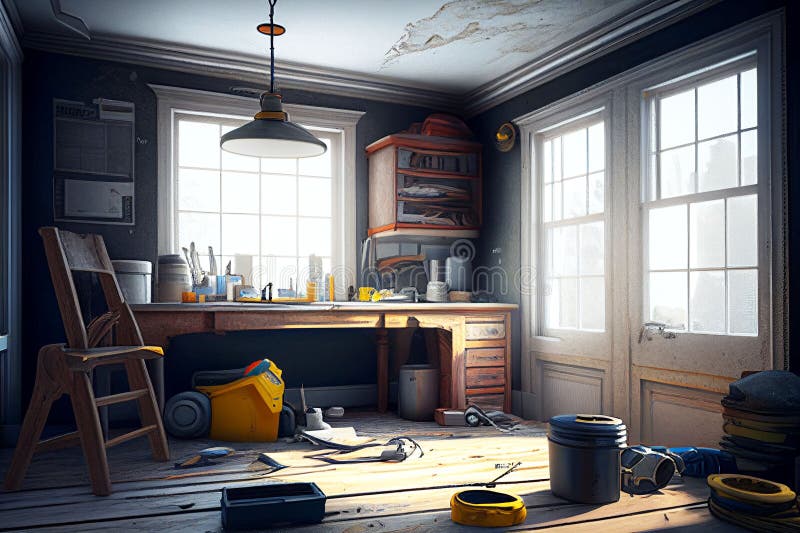 Interior House Under Construction.Construction Site Decoration Stock ...