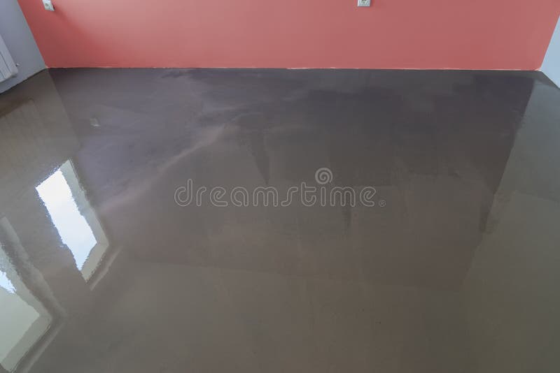 Mirror Smooth Surface of the Floor. Floor Covering with Self Lev Stock ...