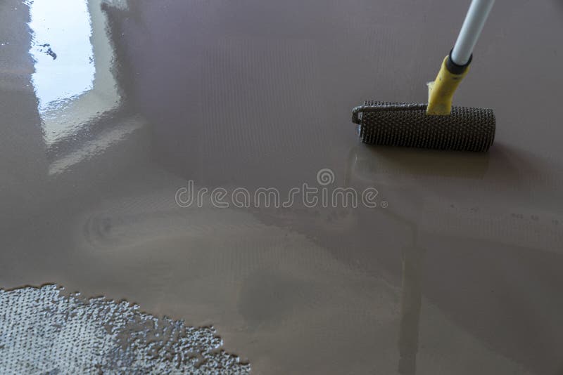 Interior of House Under Construction. Mirror Smooth Surface of T Stock ...