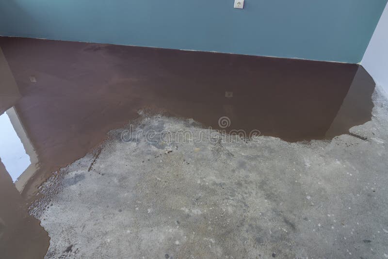 Interior of House Under Construction. Mirror Smooth Surface of T Stock ...