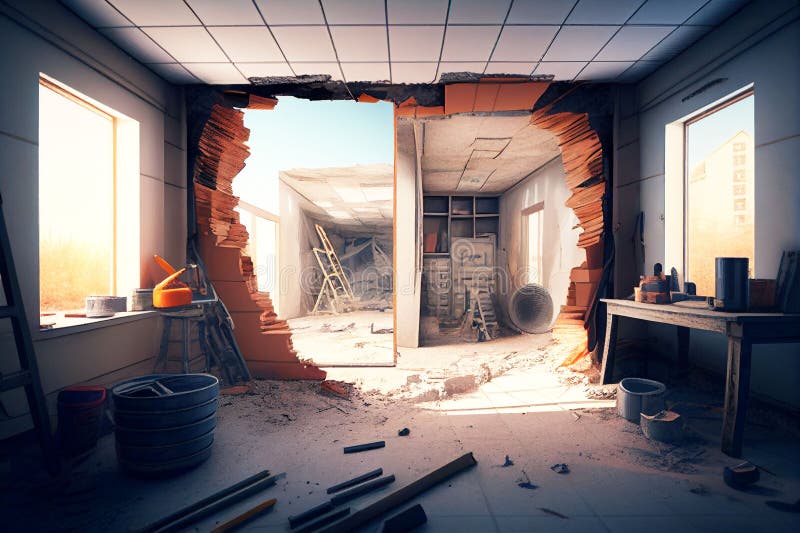 Interior House Under Construction. Construction Site Decoration Stock Illustration ...