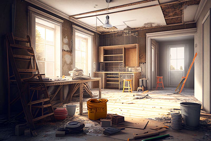 Interior House Under Construction. Construction Site Decoration Stock Illustration ...