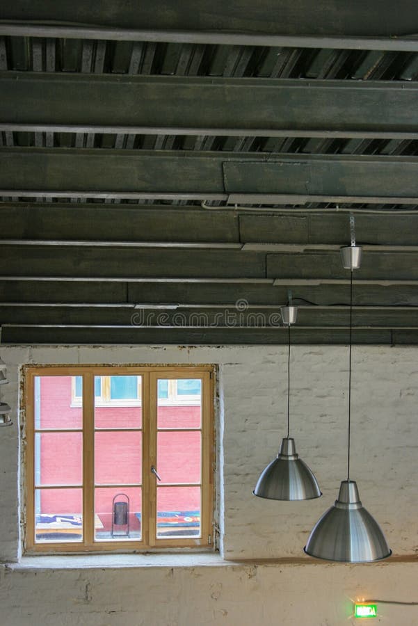 Interior of the House with Window and Lamps. Stock Image - Image of ...