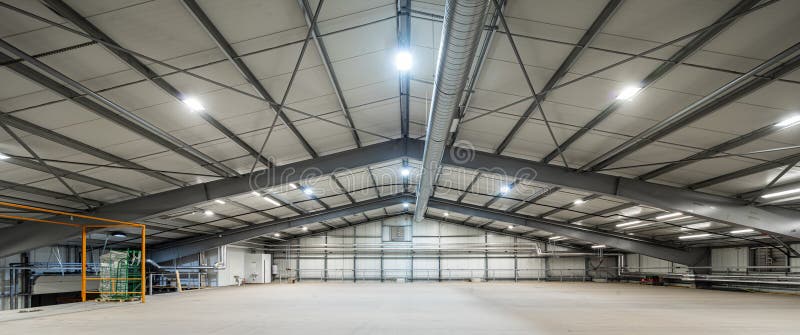 Interior of Huge Empty Storehouse. Industrial Warehouse Racking. Stock ...