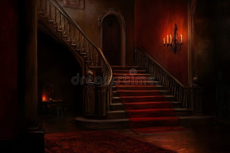 An Interior Illustration of a Haunted House. Stock Photo - Image of ...