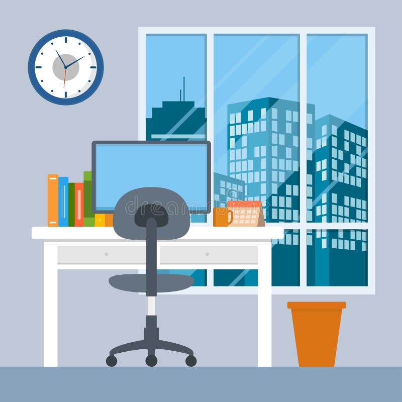 Inner city office space stock vector. Illustration of highrise - 155607743