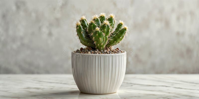 Interior Image with Cactus Over Marble Table Stock Image - Image of ...