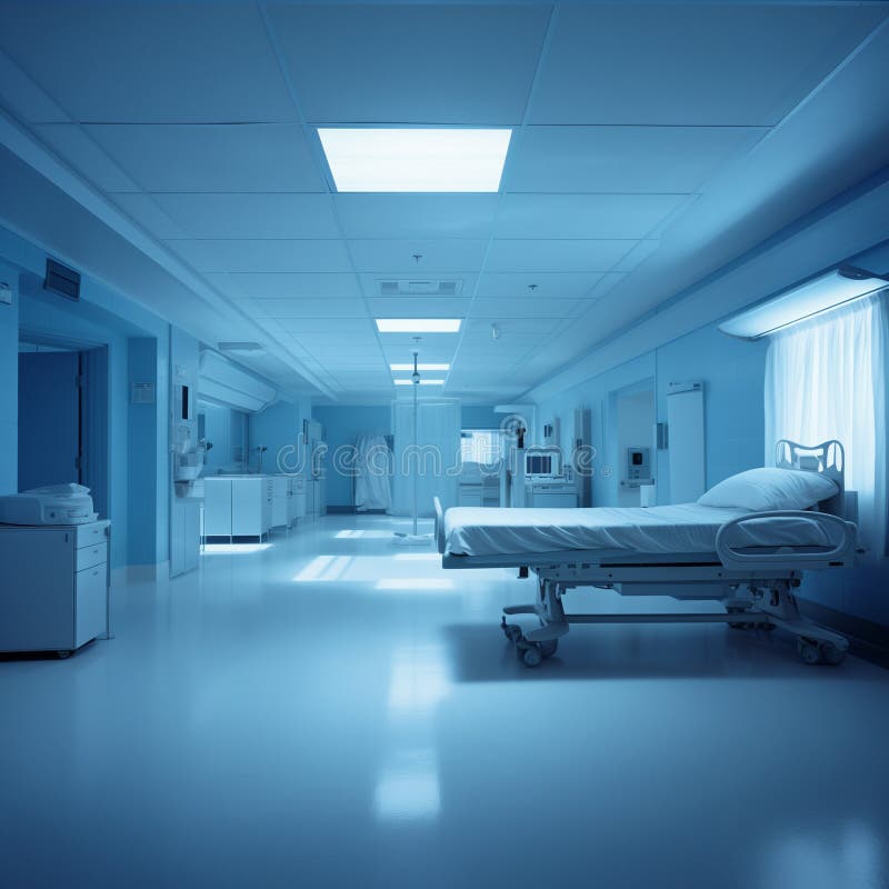 Interior Image of a Hospital, Blue Tone Stock Illustration ...