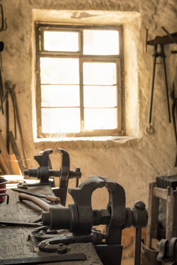 Old blacksmith workshop stock photo. Image of toolkit - 63247764