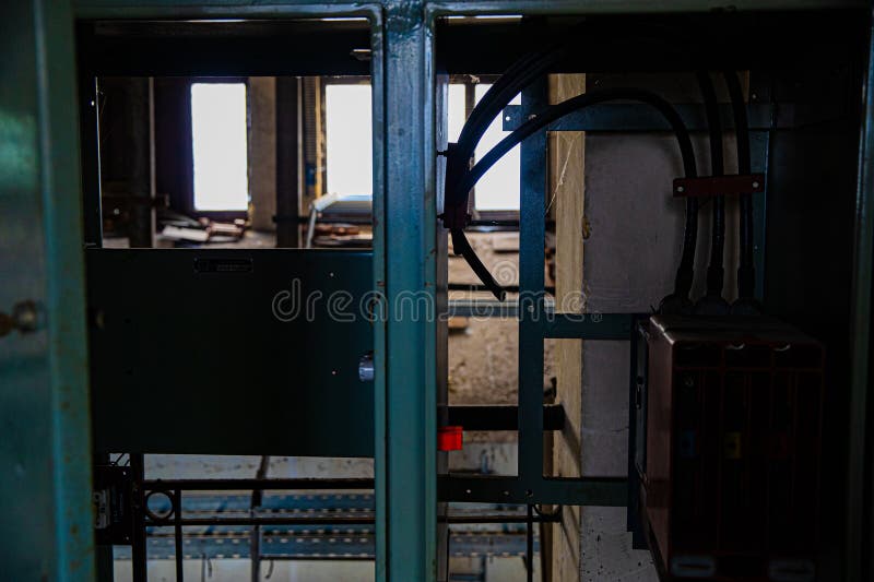 Interior of Industrial Electrical Cabinet with Wiring and Metal Frame ...