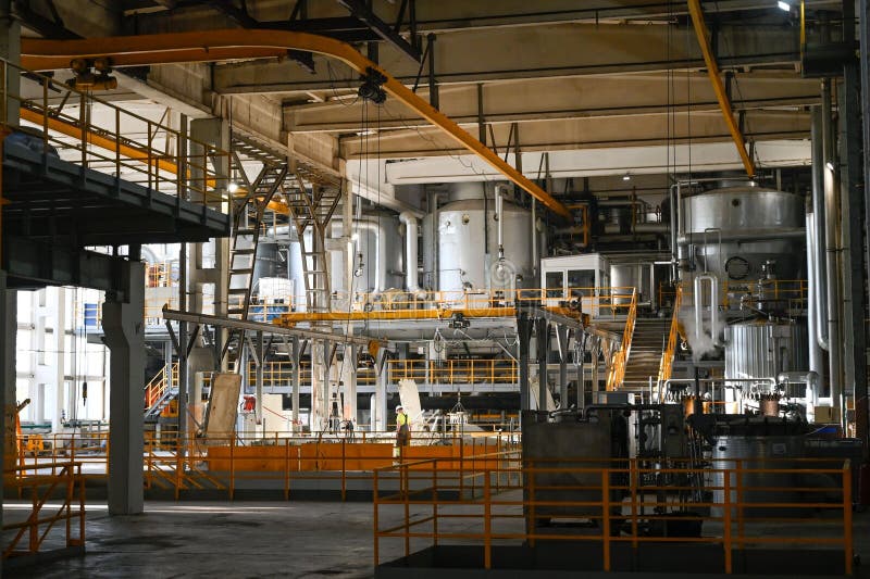 Industrial Factory Interior with Machinery and Metal Structures. Stock ...