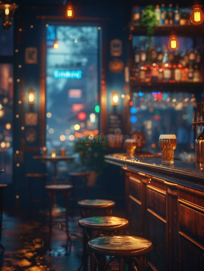 Interior Inside Bar with Counter Stock Illustration - Illustration of ...