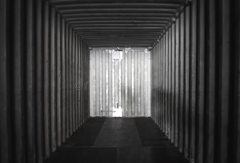 Empty Inside View of Shipping Container Truck. Stock Photo - Image of ...