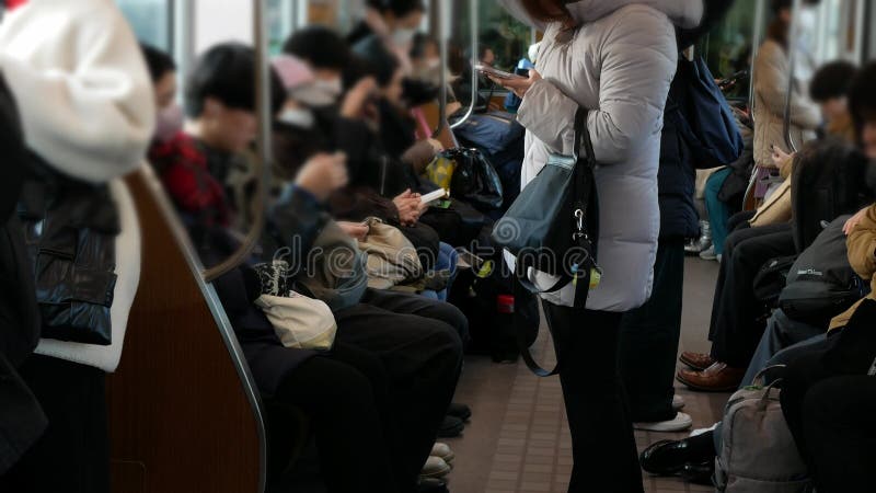 Interior Inside Local Public Train Transportation Commuter with Crowded ...