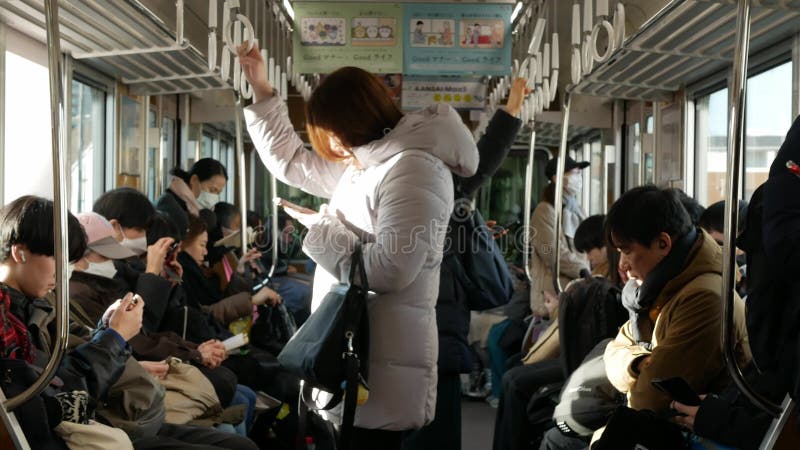 Interior Inside Local Public Train Transportation Commuter with Crowded ...