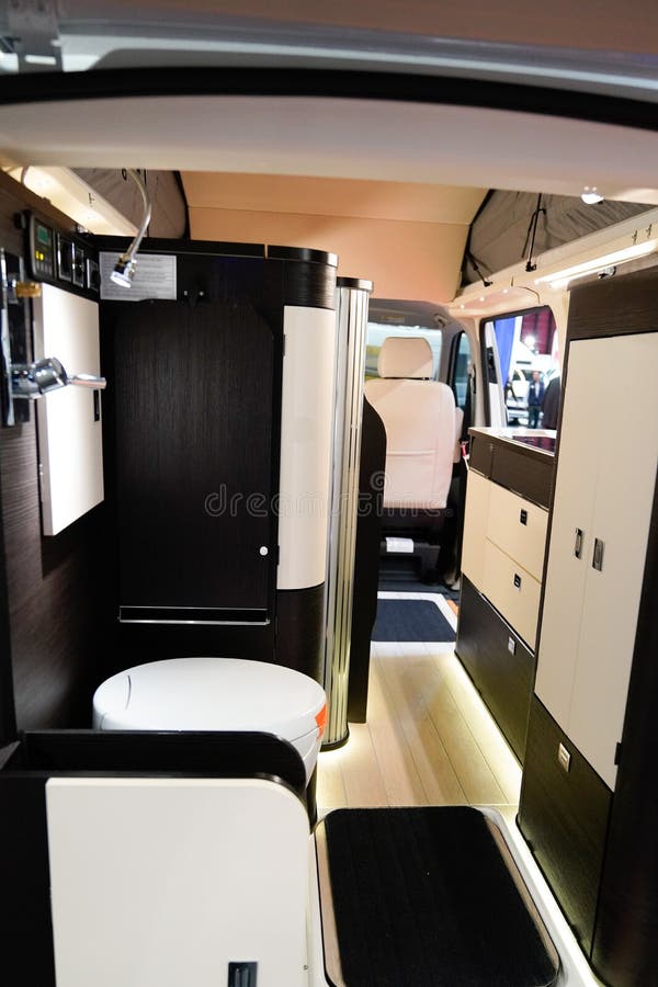 Interior Inside New Modern Luxury Camper Van Travel Motorhome Stock ...