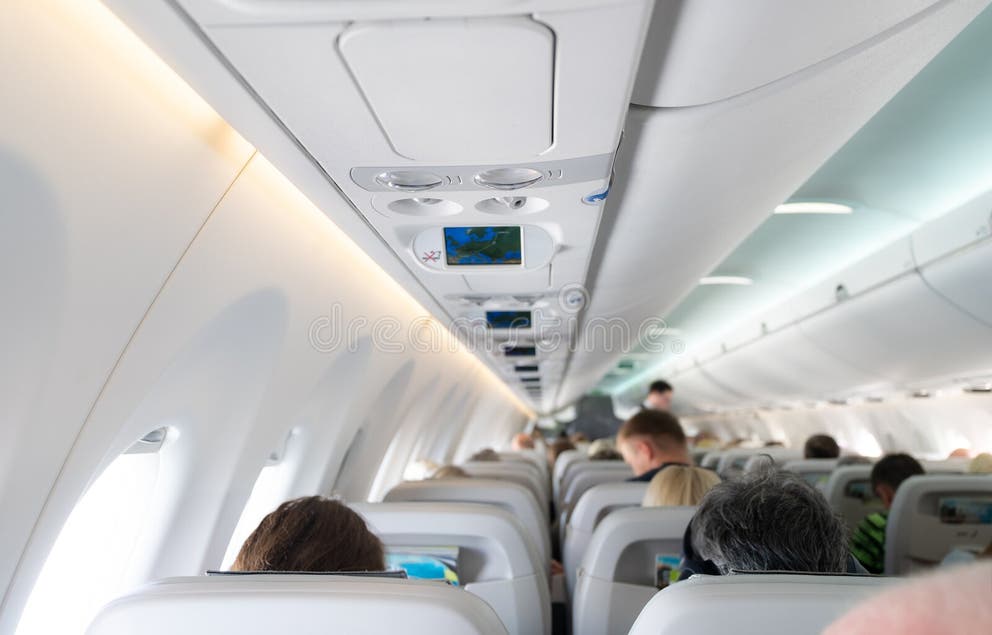 Interior Inside of the Plane Stock Image - Image of crowded, people ...