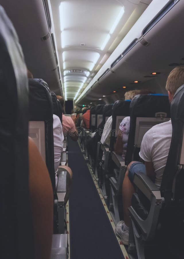 Inside a plane WizzAir editorial stock image. Image of comfortable ...
