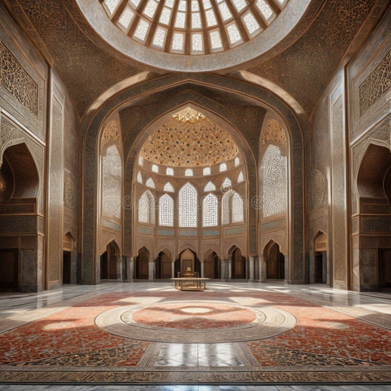 Interior of Islamic mosque stock illustration. Illustration of concepts ...