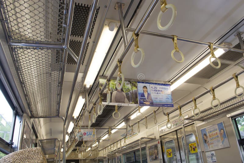 Interior of Japanese Train Car Ceiling - Handles - Lights - Commute ...
