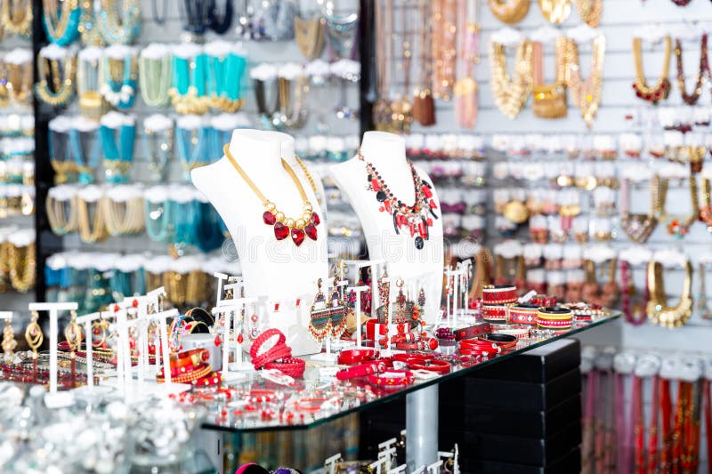 Interior of Jewelry Shop with Assorted Bijouterie Stock Image - Image ...