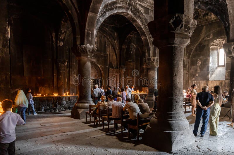 Interior of Katoghike Church of Geghard Monastery Editorial Stock Photo ...
