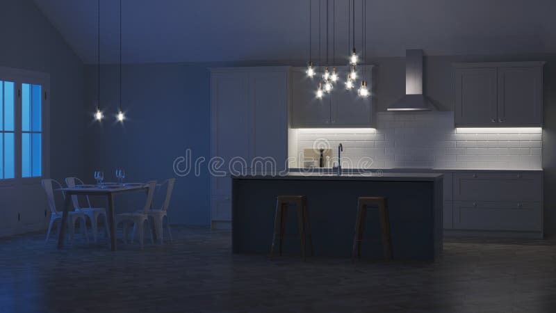 The Interior of the Kitchen in a Private House. White Kitchen with a ...