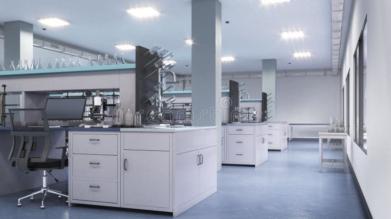 Interior of Laboratory Workplace. Stock Illustration - Illustration of ...